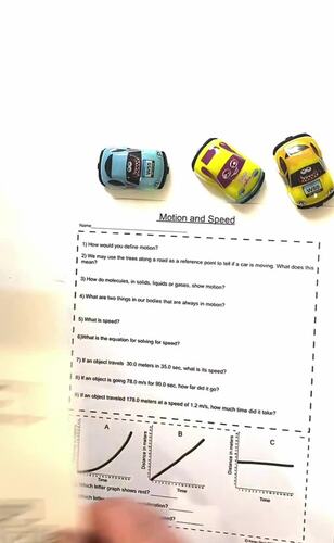 Speed, Motion DISTANCE and SPEED TIME Graphs TEST Assessment 4 Pages