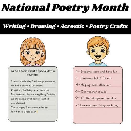 National Poetry Month Activities Bundle | Poetry Writing Crafts for ...