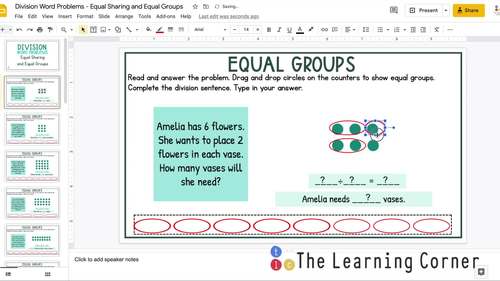 Division Word Problems for Equal Sharing and Equal Groups - Digital ...
