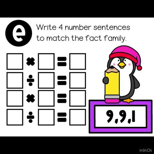 Winter 3rd Grade Math Task Cards {Multiply + Divide Fact Families}