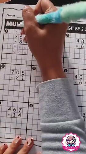 Graph Paper Worksheet : Multiplication 3 digit by 2 digit | Answer ...