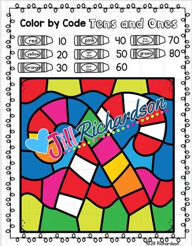 Christmas Math Activities First Grade Place Value Color by Code ESL ...