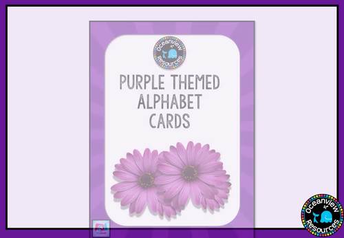 Purple themed Alphabet Posters with Pictures, Ideal for Bulletin Boards