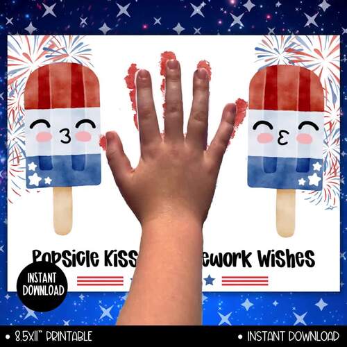 4th of July Popsicle Firework Handprint Activity, Cool Summer Camp ...