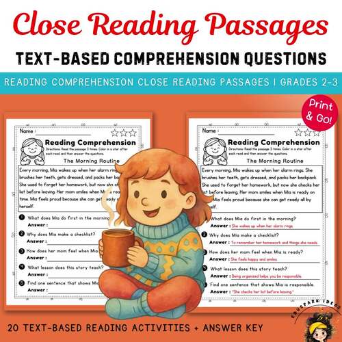 Reading Comprehension Close Reading Passages | Grades 2–3 | 20 Text-Based
