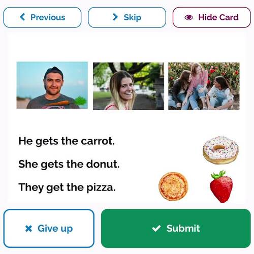 Pronouns He She They Third Person Subjective Pronouns BOOM CARDS™ by ...