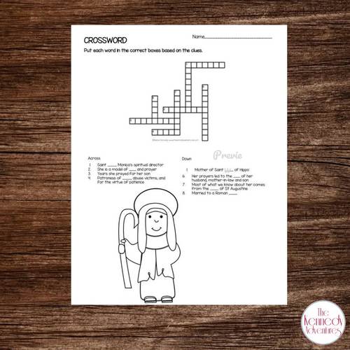 Catholic Saint Word Puzzles - No Prep Activity - St Monica | TPT