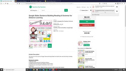 Sentence Building Reading ELA for Google Slides Distance Learning