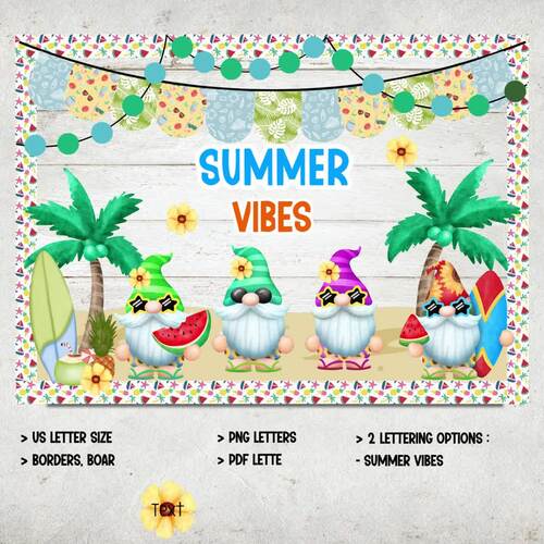 Hello Summer Bulletin Board | Gnome Classroom Decor | End of Year Kit