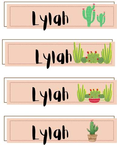 Cactus Student Desk Name Tag Templates by Little Learners 2 | TPT