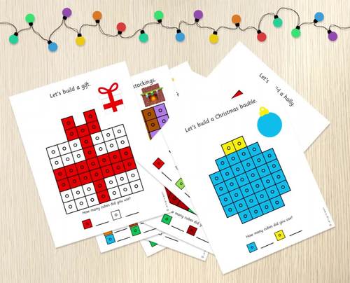 Christmas Snap Cubes Mats, Connecting Cubes Task Cards, Fine Motor ...