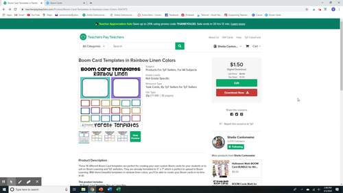 Boom Card Templates and Frames in Rainbow Linen Colors by Sheila Cantonwine