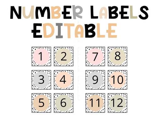 Printable Calendar Number Labels, Cubbies Labels, Book Bin Labels, Numbers