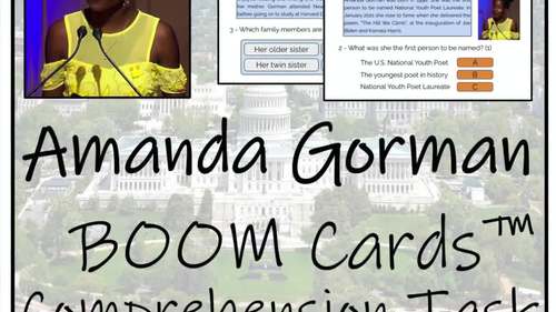 Amanda Gorman BOOM Cards™ Comprehension Activity 3rd Grade & 4th Grade