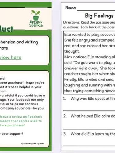 SEL Reading Comprehension Passages & Writing Prompts: Social Emotional ...