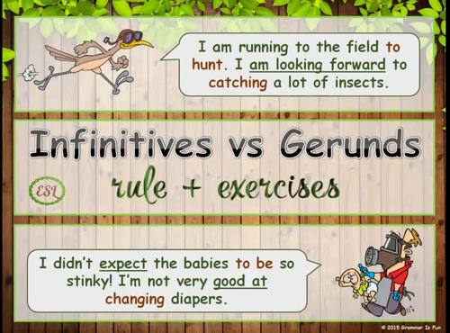 ESL- Verbals (Gerunds, Infinitives) - PPT rule + exercises - Bundle