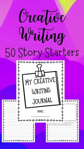 Creative Writing Journal-50 Fun Story Starters w/ Cover Page & Extra ...