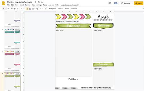 Monthly Newsletter Templates EDITABLE Middle School and High School