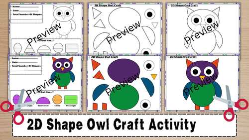 2D Shape Owl Craft | Fall Math Activity | Geometry Cut & Paste ...