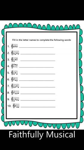 What's The Word? Treble and Bass Clef Note Name Worksheet | TPT