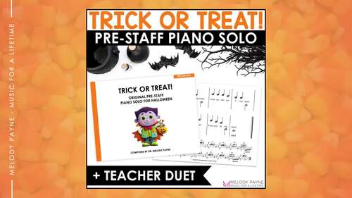 Trick or Treat Pre-Staff Halloween Piano Sheet Music Solo for Beginners