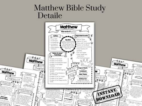 Book of Matthew Illustrated Bible Study Guide for Kids | Chapter ...