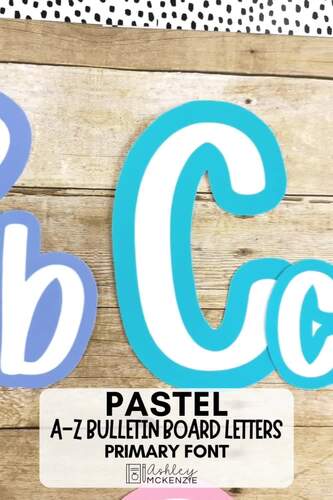 Pastel Primary Font Bulletin Board Letters, A-Z, Punctuation, & Numbers