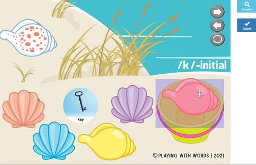 Seashells for K Articulation - Summer Speech Therapy Games - BOOM CARDS™