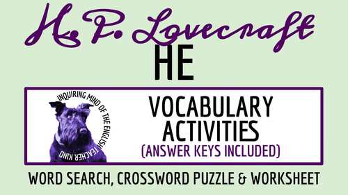 "He" by H.P. Lovecraft Word Learning Activities | Vocabulary ...