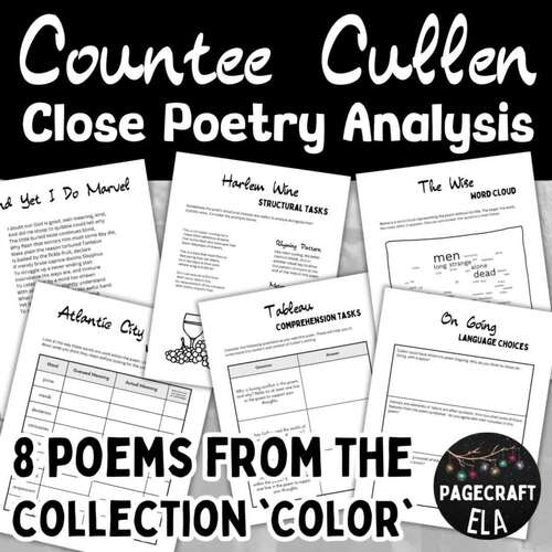 Countee Cullen | Color | 8 Selected Poems | Poetry Analysis Activities