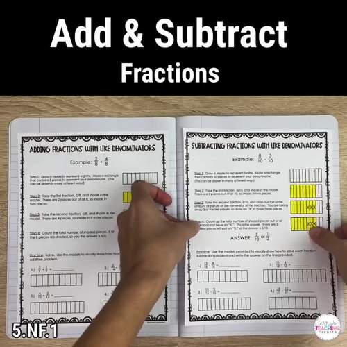 Add and Subtract Fractions - Visual Models Included - Digital & Printable