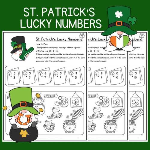 St. Patrick's Lucky Numbers Game by Prodpran Design | TPT