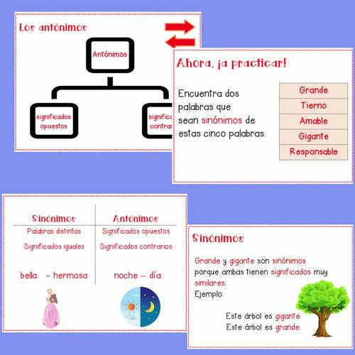 Sinónimos y Antónimos | Presentación, Tarjetas de Tarea y Organizadores ...