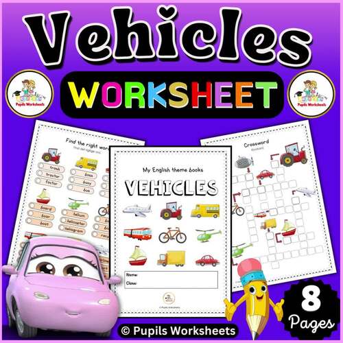 Vehicles Themed No-Prep Worksheets - Preschool Mini Book Vehicles Activity