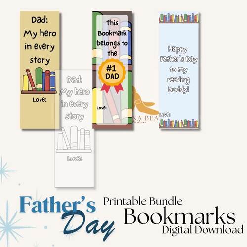 Father’s Day Bookmark Mega Bundle – 12 Printable Bookmarks (Color ...
