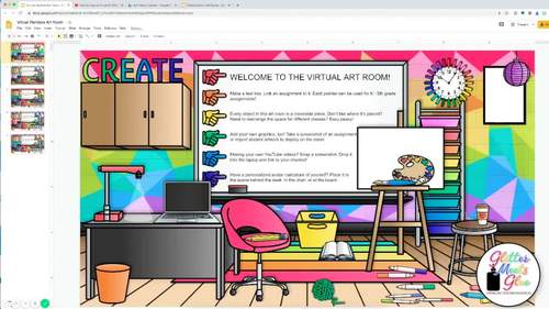 Virtual Art Room Templates: Editable Google Slides for Blended Learning Art