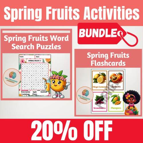 Spring Fruits Activities Bundle : Word Search, Flashcards | TPT