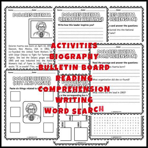 HISPANIC HERITAGE MONTH ACTIVITIES, DOLORES HUERTA BIOGRAPHY PASSAGES ...