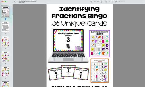 Fraction Bingo with Digital and Printable Options by Sheila Cantonwine