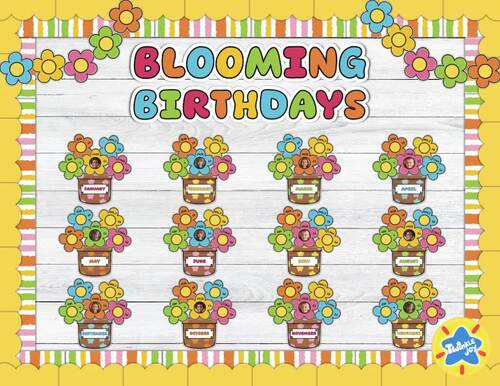 Blooming Flowers Birthday Display, Birthday bulletin Board, Classroom Decor