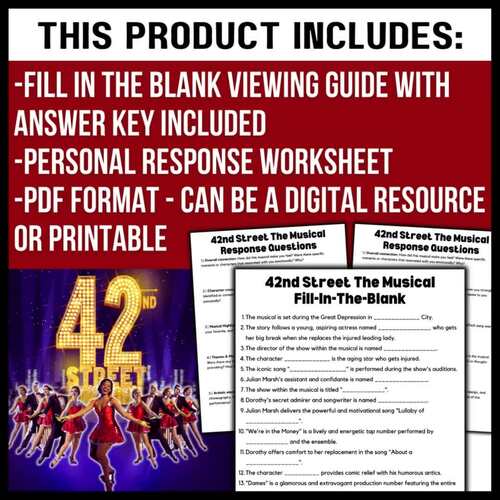 42nd Street The Musical: Fill In The Blank Viewing Guide & Response ...