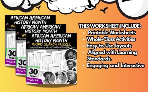 African American History Month Word Search Puzzle Activities 4th,5th ...