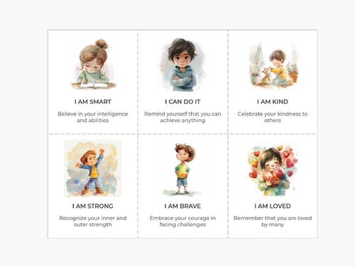 Positive Affirmation Therapy Cards for Kids Printable School ...