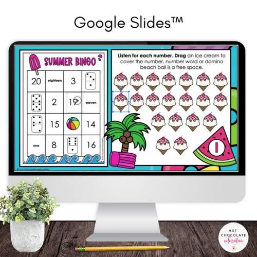 Summer Number Bingo 1-20 | Number Sense | Digital and Print BUNDLE