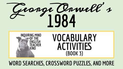 1984 Book 3 Vocabulary Games and Activities (Crossword Puzzles, Word ...