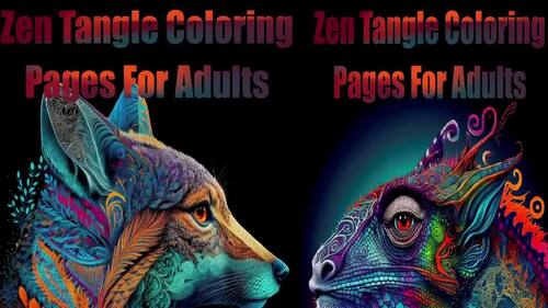 20 Printable Animals Zen Tangle Coloring Bundle, Animals Mandala ...