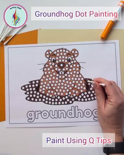 Groundhog Q Tip Painting Fine Motor Dot Art Activity Low Prep PreK ...