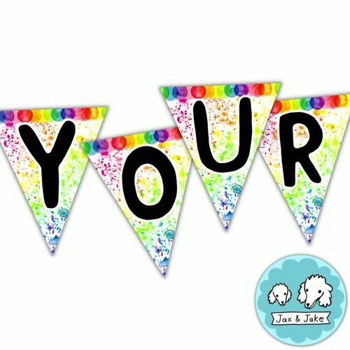 Rainbow Watercolor Editable Banners 1, Bulletin Board Printable ...