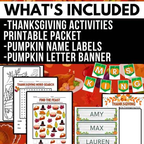Thanksgiving Activities Bundle | No Prep Printable Decor & Worksheets ...