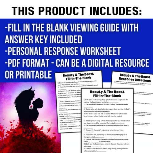 Beauty & The Beast Musical: Fill In The Blank Viewing Guide & Response ...